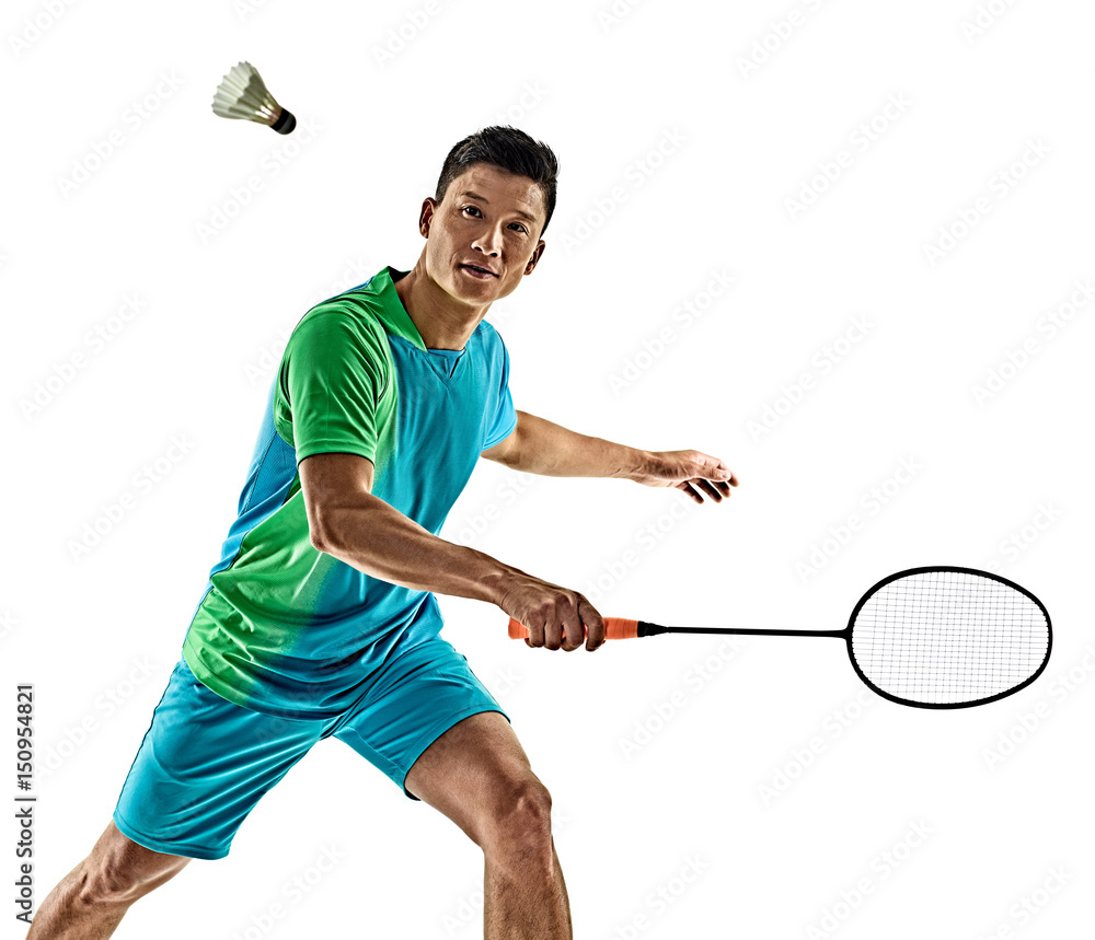one asian badminton player man isolated on white background Stock Photo ...