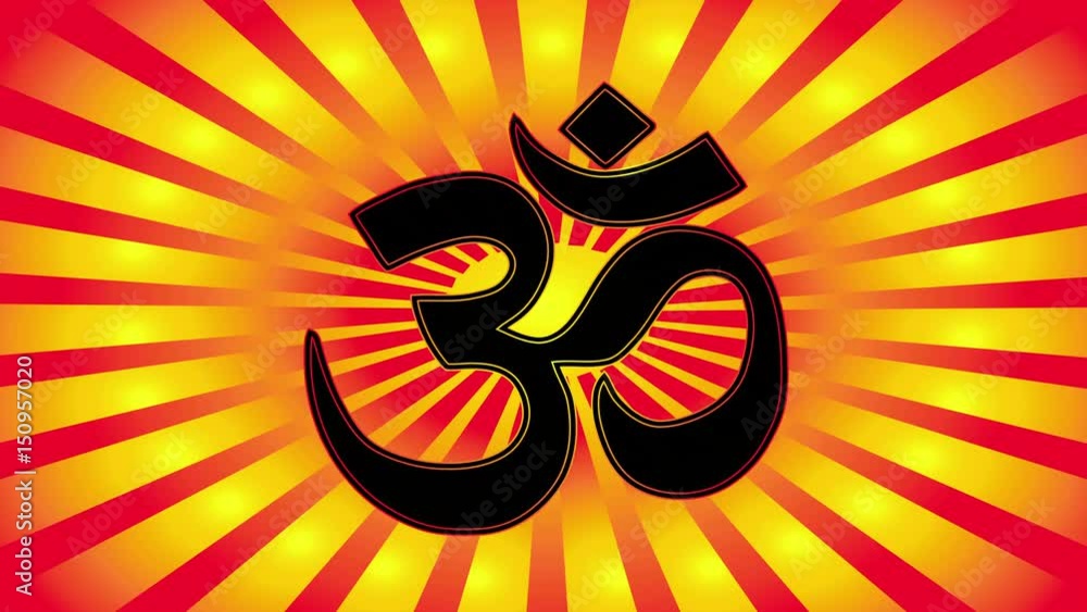 The most important symbol in Hinduism - Om. Gradient red and gold ...