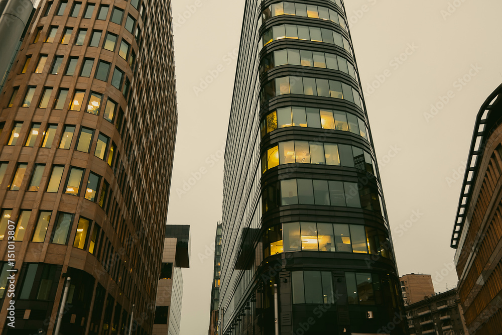 Buildings of the office center. Business background Stock Photo | Adobe ...