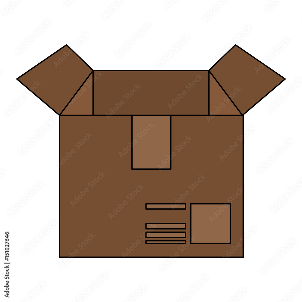 color image cartoon box of cardboard opened vector illustration Stock ...