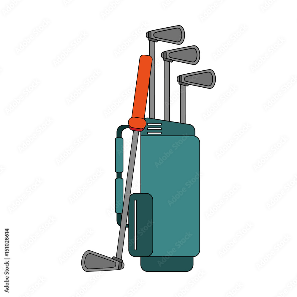 color image cartoon bag with golf clubs vector illustration Stock ...