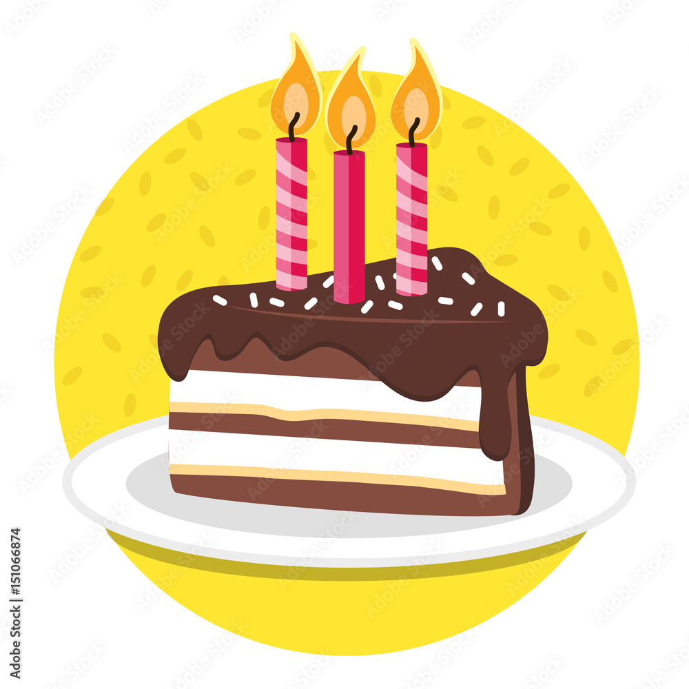 Poster Happy birthday! Slice of birthday cake. Vector illustration ...