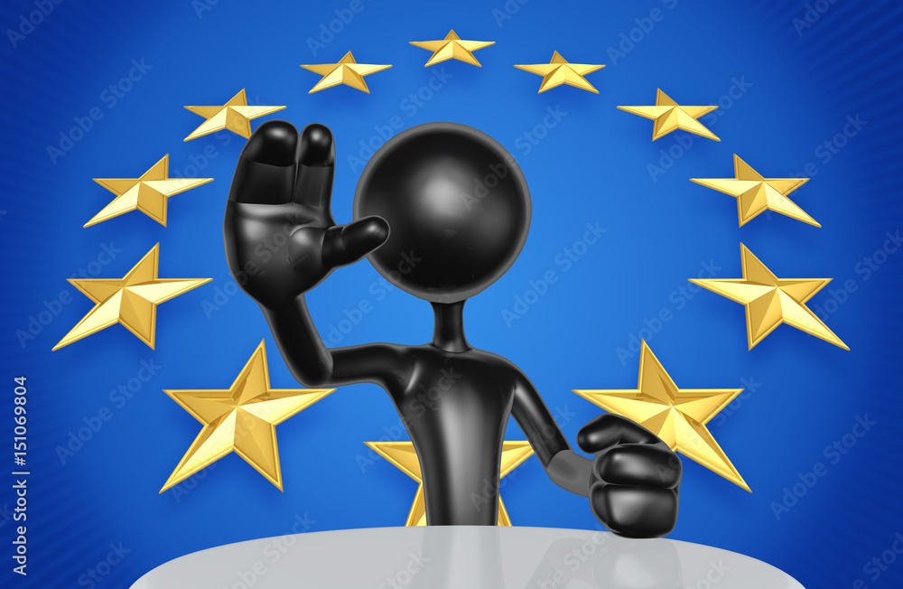European Union Concept With The Original 3D Character Illustration ...