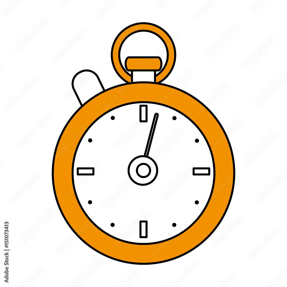 color silhouette cartoon yellow stopwatch icon vector illustration ...