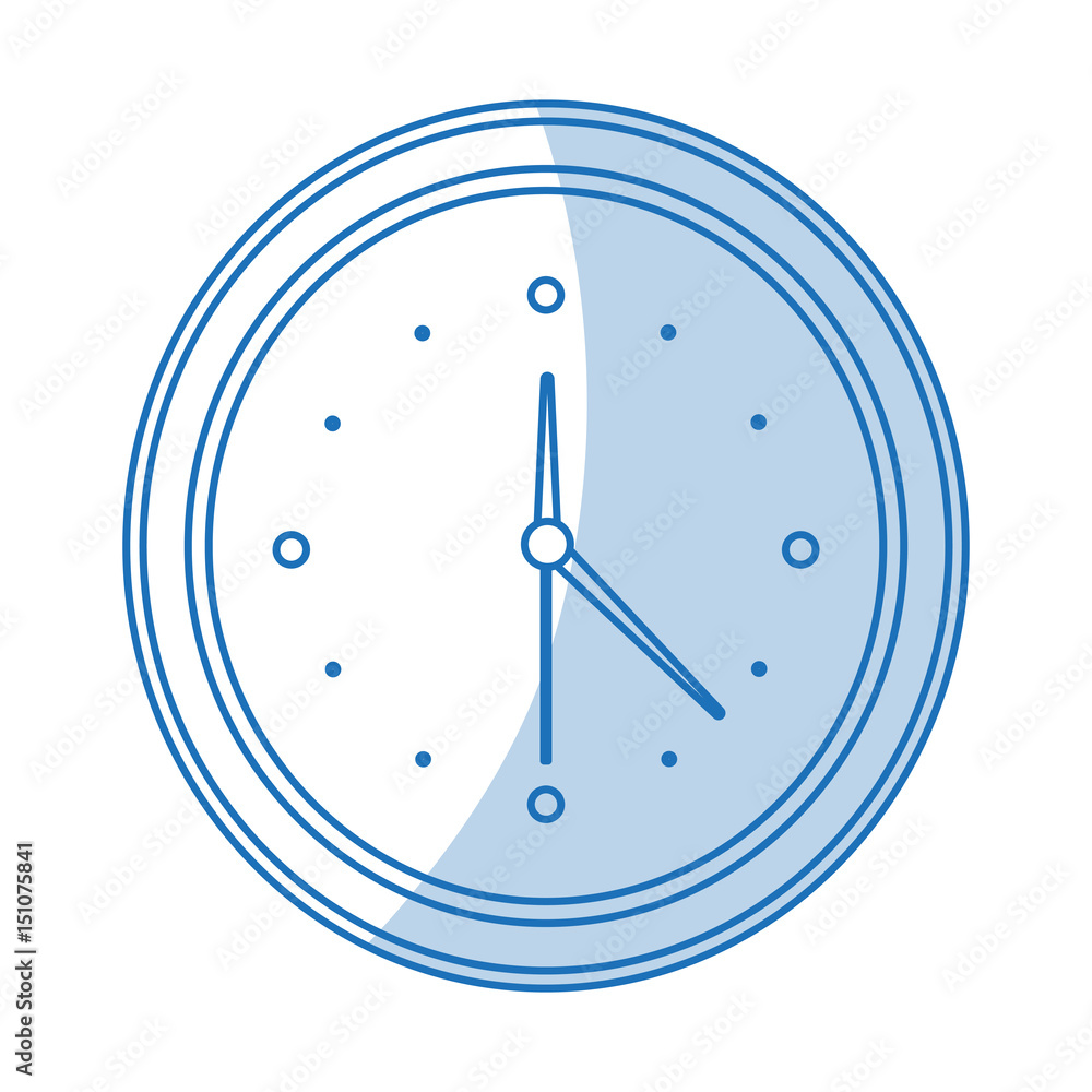 blue shading silhouette cartoon analog wall clock vector illustration ...