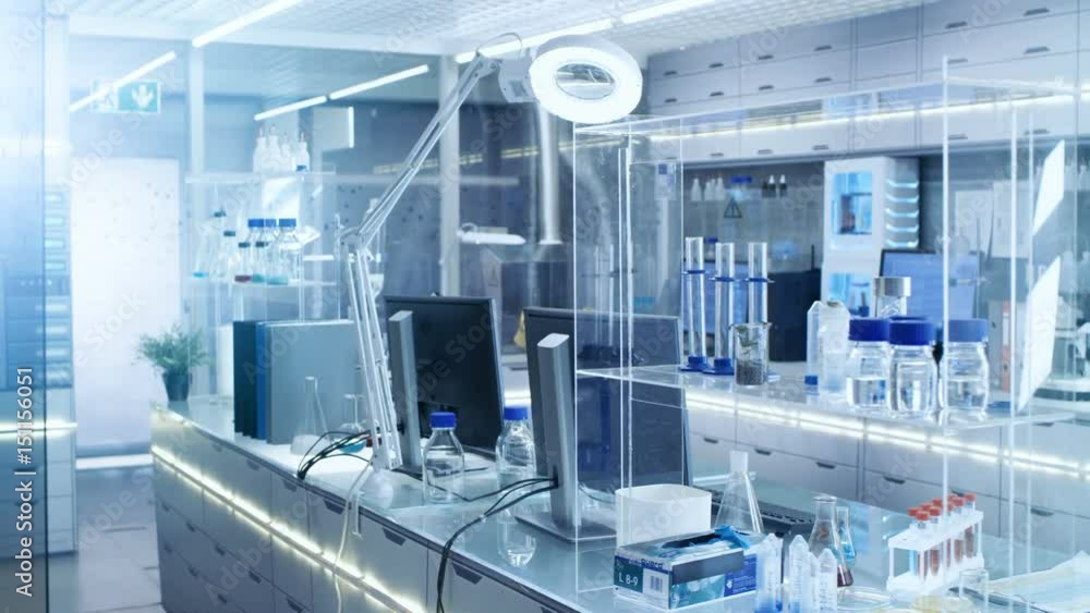 Bright and Ultra Modern High Tech Laboratory Full of Advanced ...