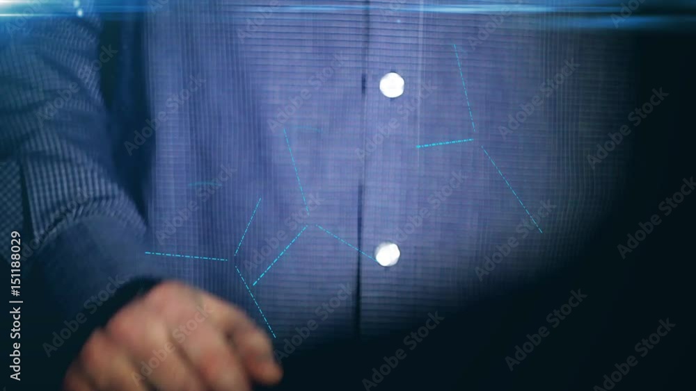 Vidéo Stock Businessman working on holographic interface. Financial ...