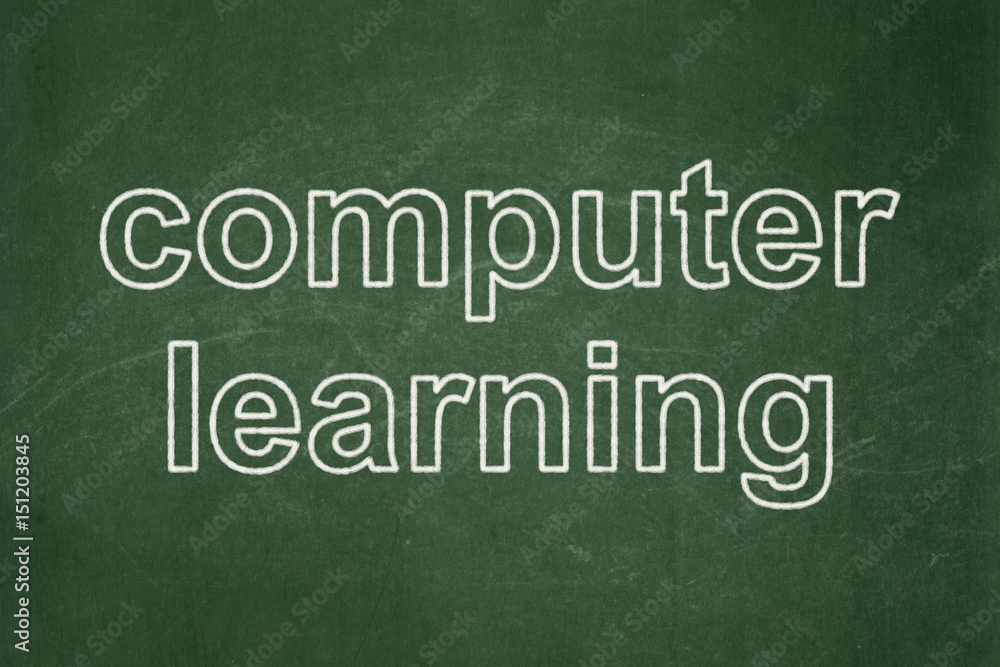 Learning concept: Computer Learning on chalkboard background Stock ...