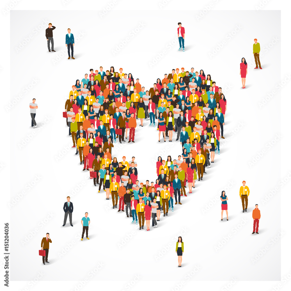 People are standing in the shape of heart Stock Vector | Adobe Stock