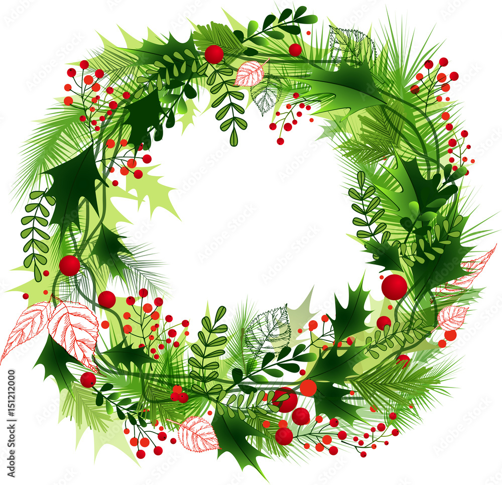 Floral wreath. Vector illustration, Stock Vector | Adobe Stock