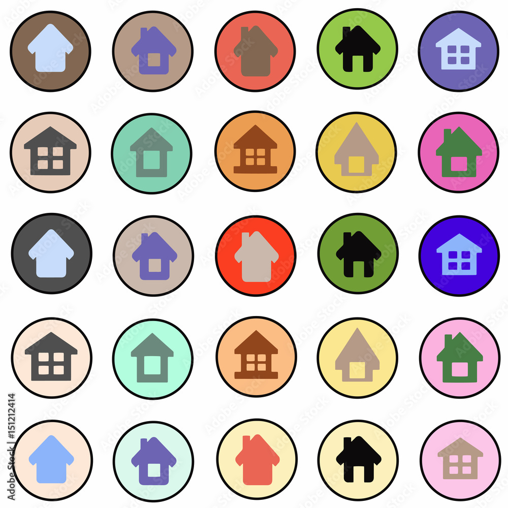 colorful buttons with houses vector - home icons set Stock Vector ...