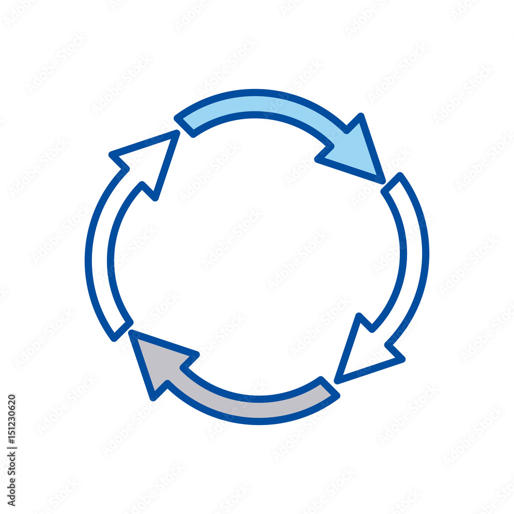 blue contour of arrows circular shape reload vector illustration Stock ...
