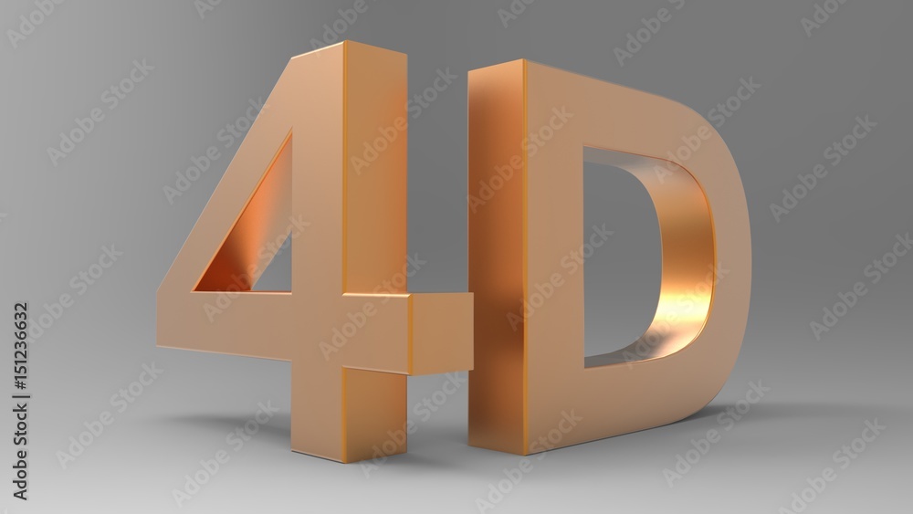 4D logo isolated on gray background with reflection effect. 3d ...