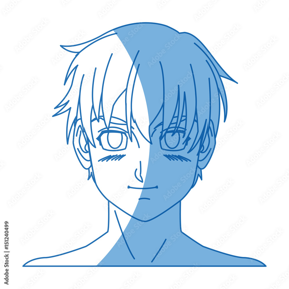 cartoon young guy. anime boy character japanese vector illustration ...