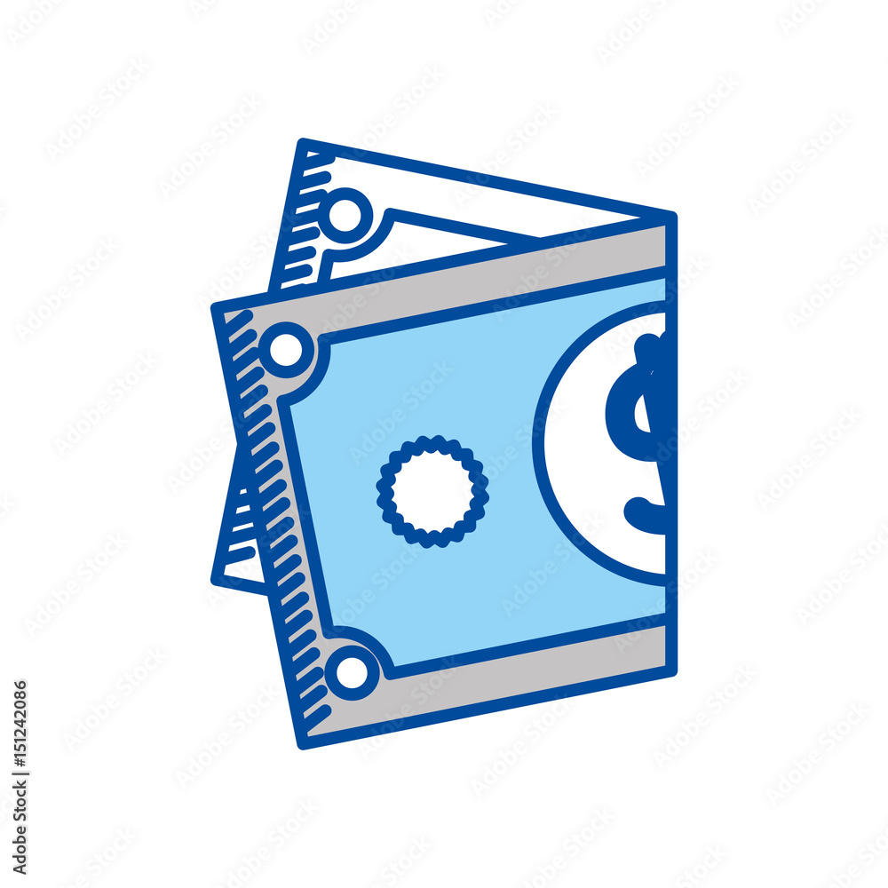 blue contour of folded bill in two parts vector illustration Stock ...