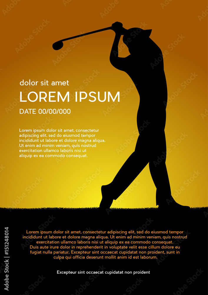 Golf club competition tournament, sunset background. Vector poster with ...