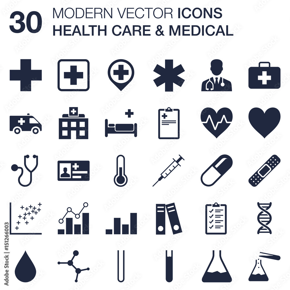 Set of 30 quality icons about health care and medical Stock Vector ...