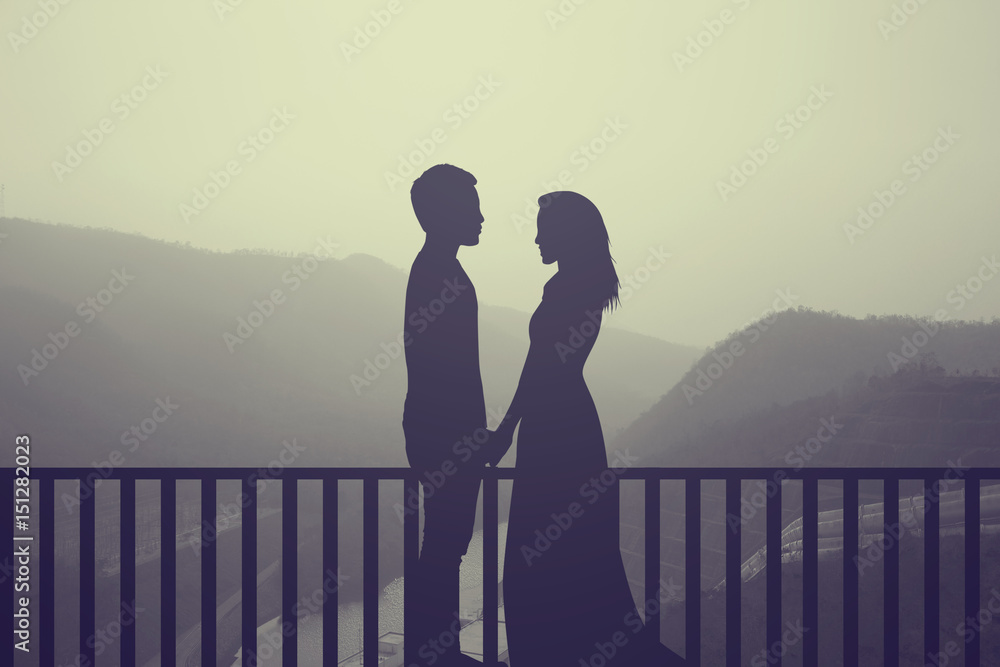 Vintage Couple Kissing Shadow