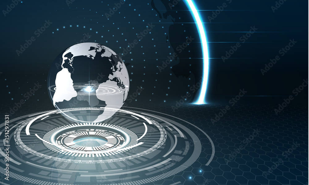 World sphere with glow./Abstract background with transparent sphere ...