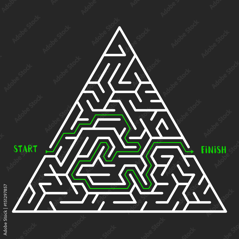 Triangular Maze Game background. Labyrinth with entry and exit. Vector ...