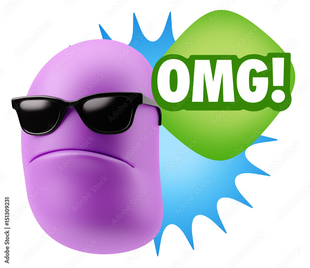 3d Rendering Angry Character Emoji saying OMG with Colorful Speech ...