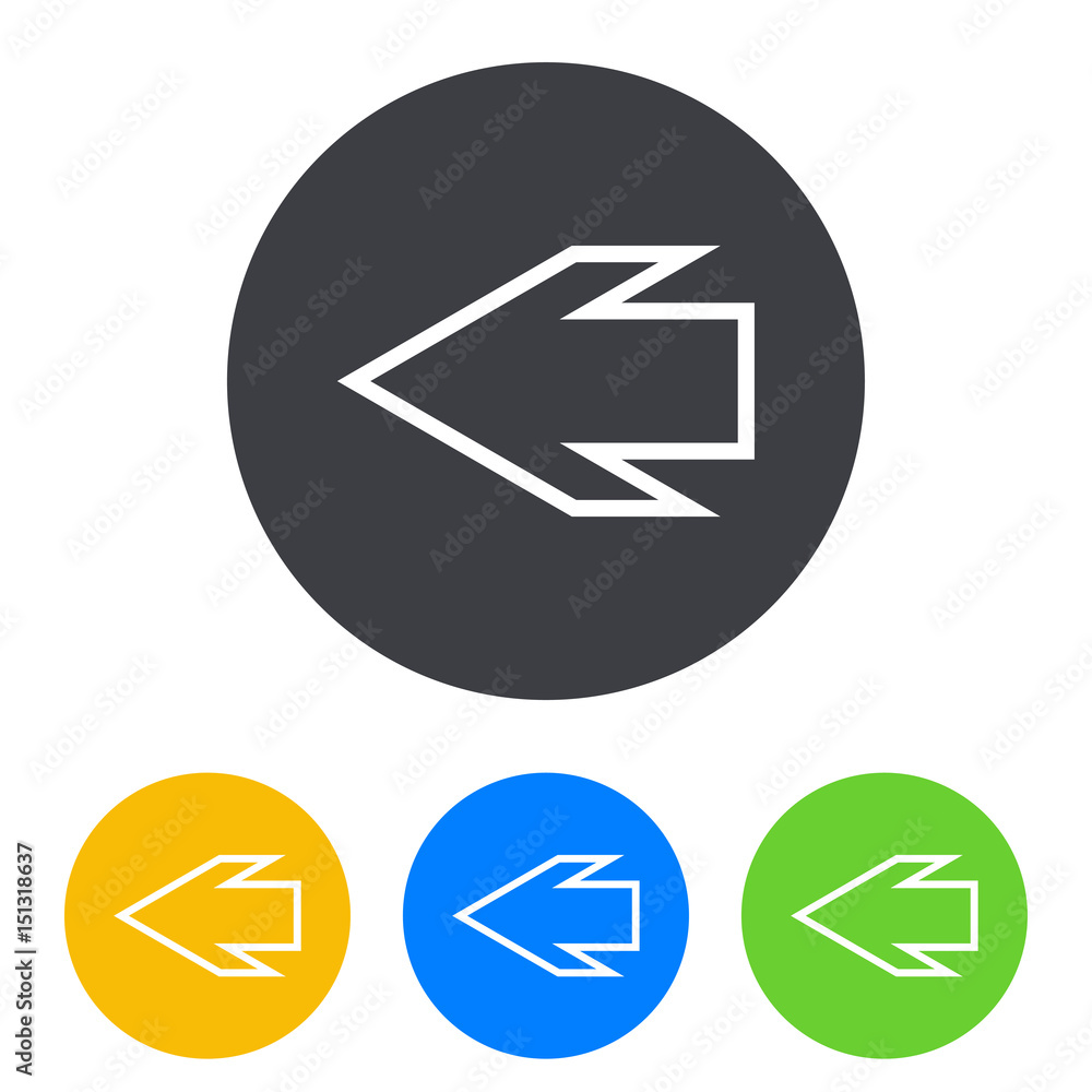 Icono plano flecha lineal izquierda en circulo varios colores Stock ...