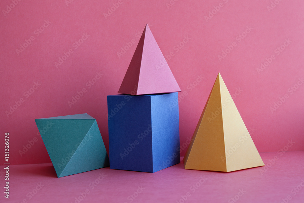 Platonic solids abstract geometric still life composition. Prism ...