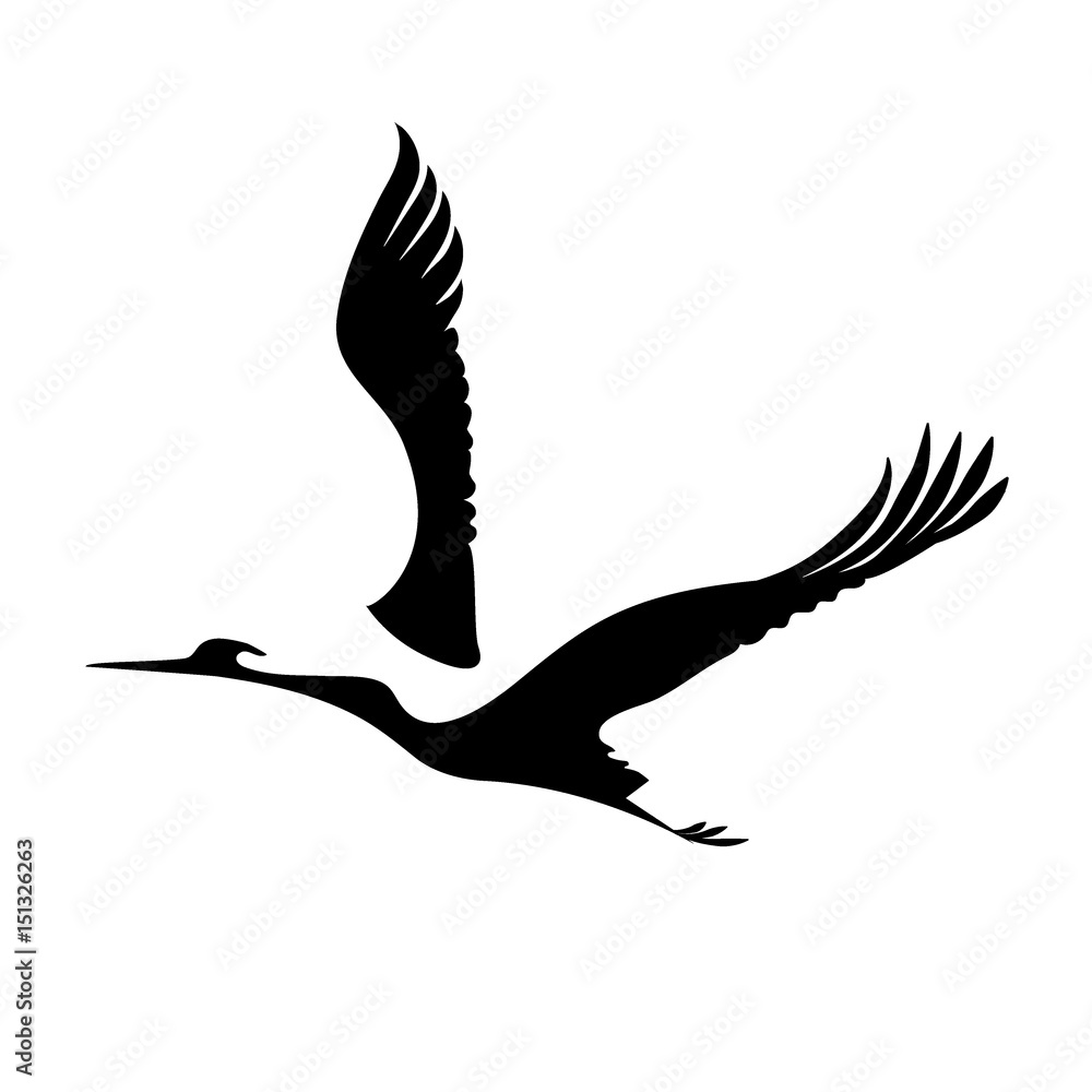 vector flying crane Stock Vector | Adobe Stock