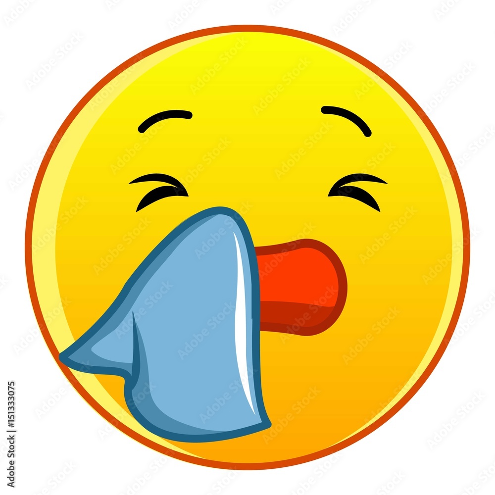 Yellow emoticon wiping his nose icon cartoon style Stock Vector | Adobe ...
