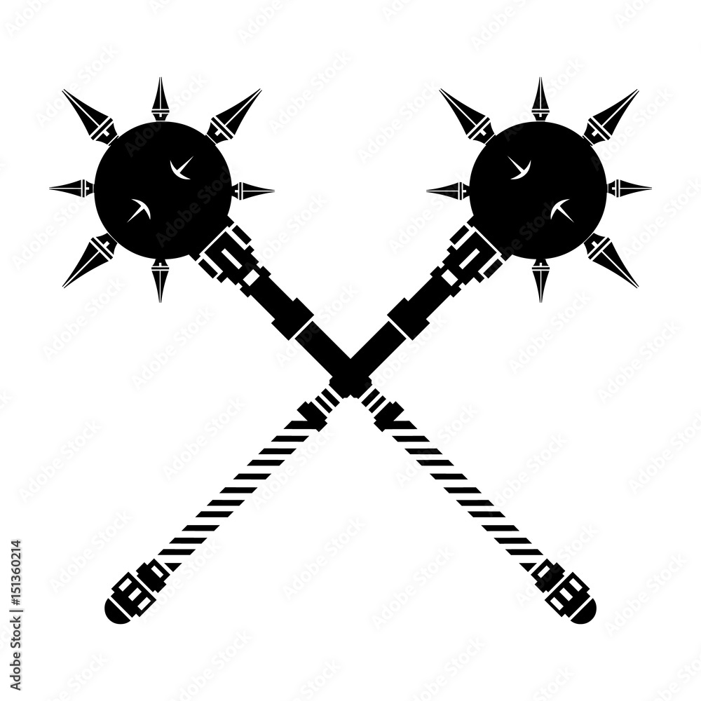 Medieval Crossed Clubs Icon. Vector illustration of an ancient crossed ...