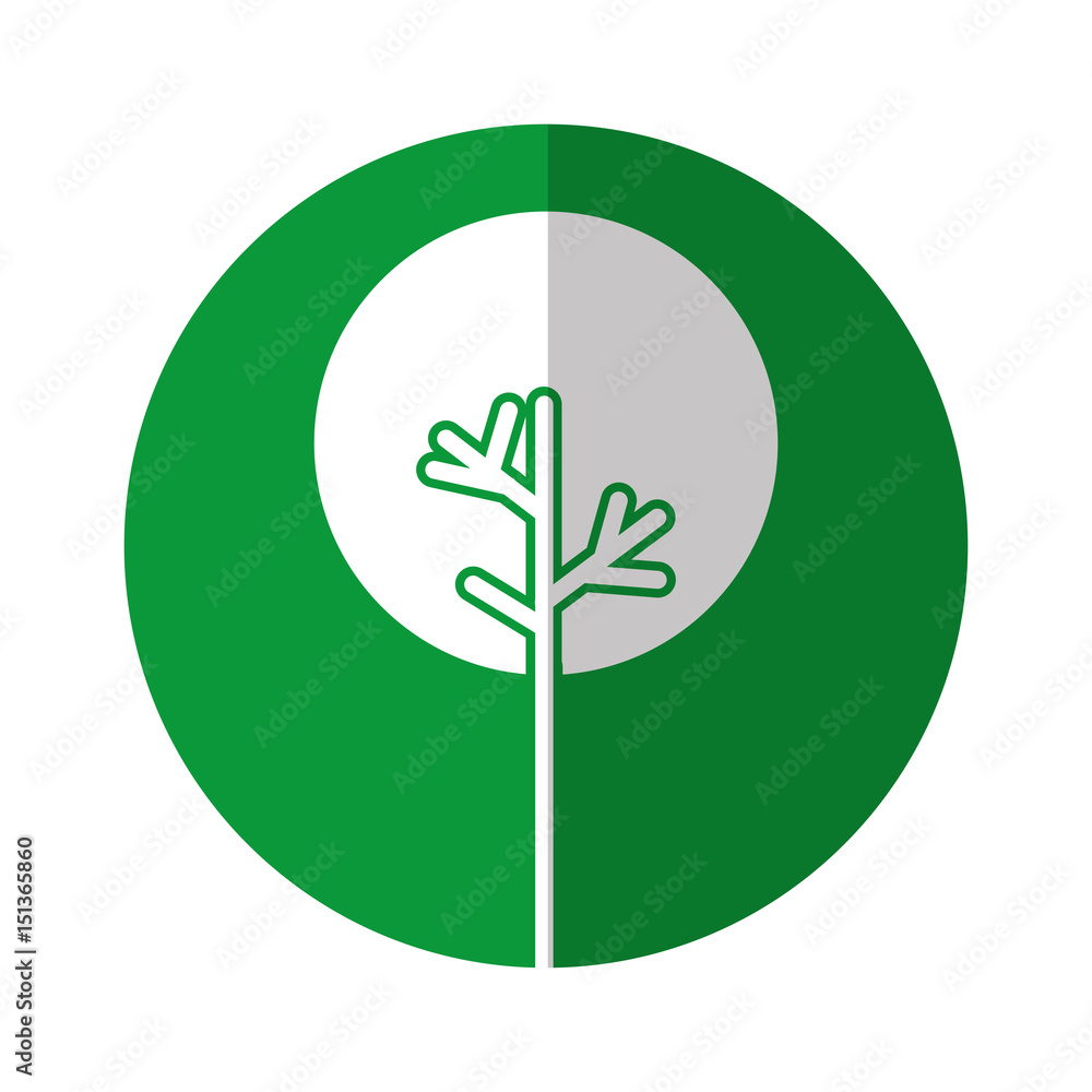 white tree icon over green circle background vector illustration Stock ...