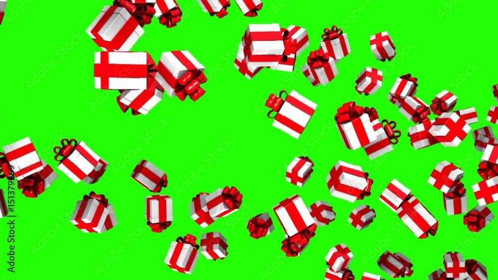 Gift Boxes On Green Chroma Key. Loop able 3DCG render Animation. Stock ...