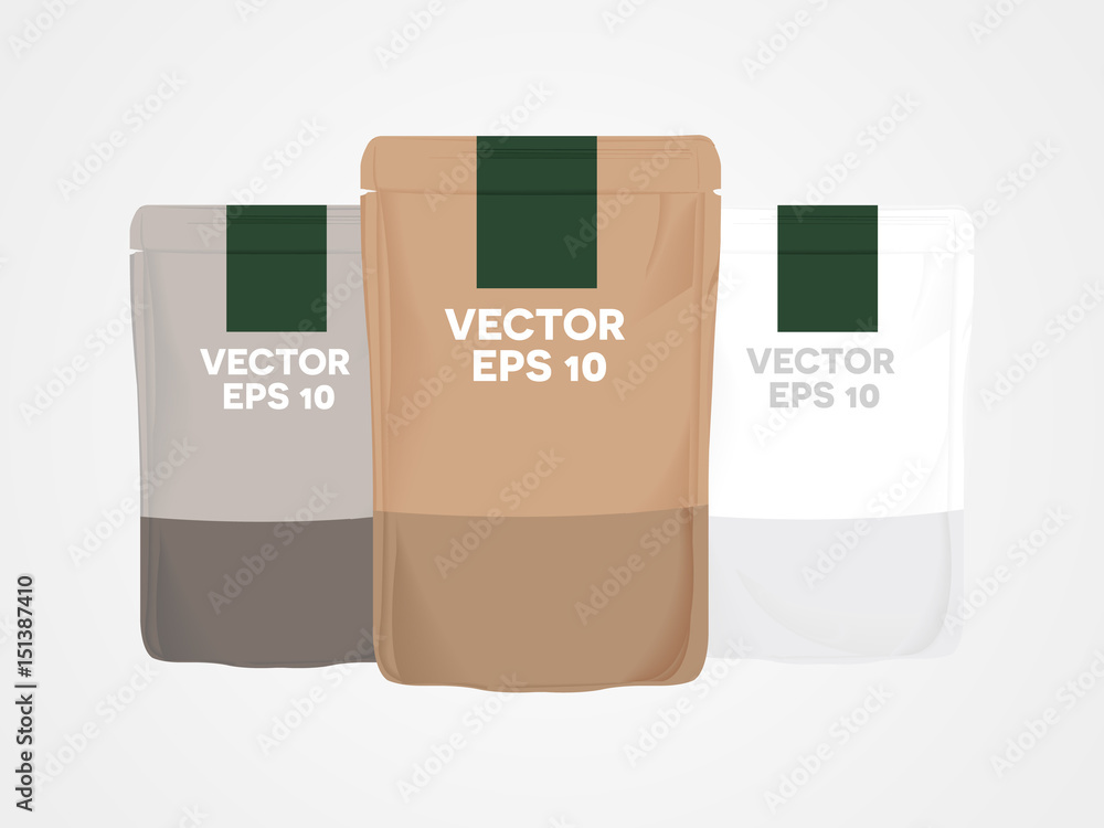 Blank food snack stand up flexible pouch snack sachet, Mockup product ...
