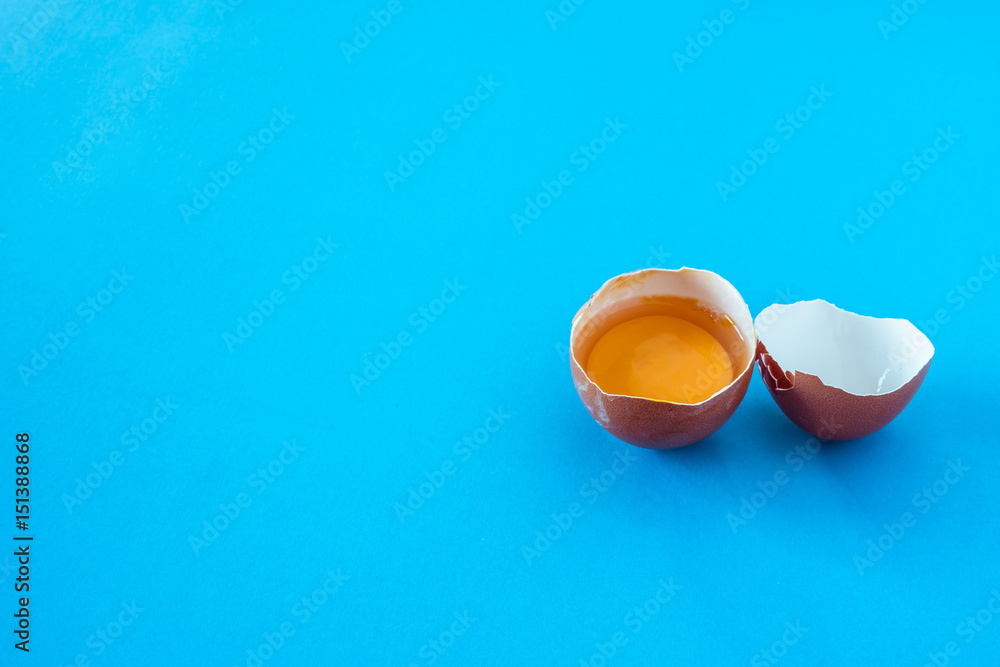 Egg on blue background. Free space for text Stock Photo | Adobe Stock