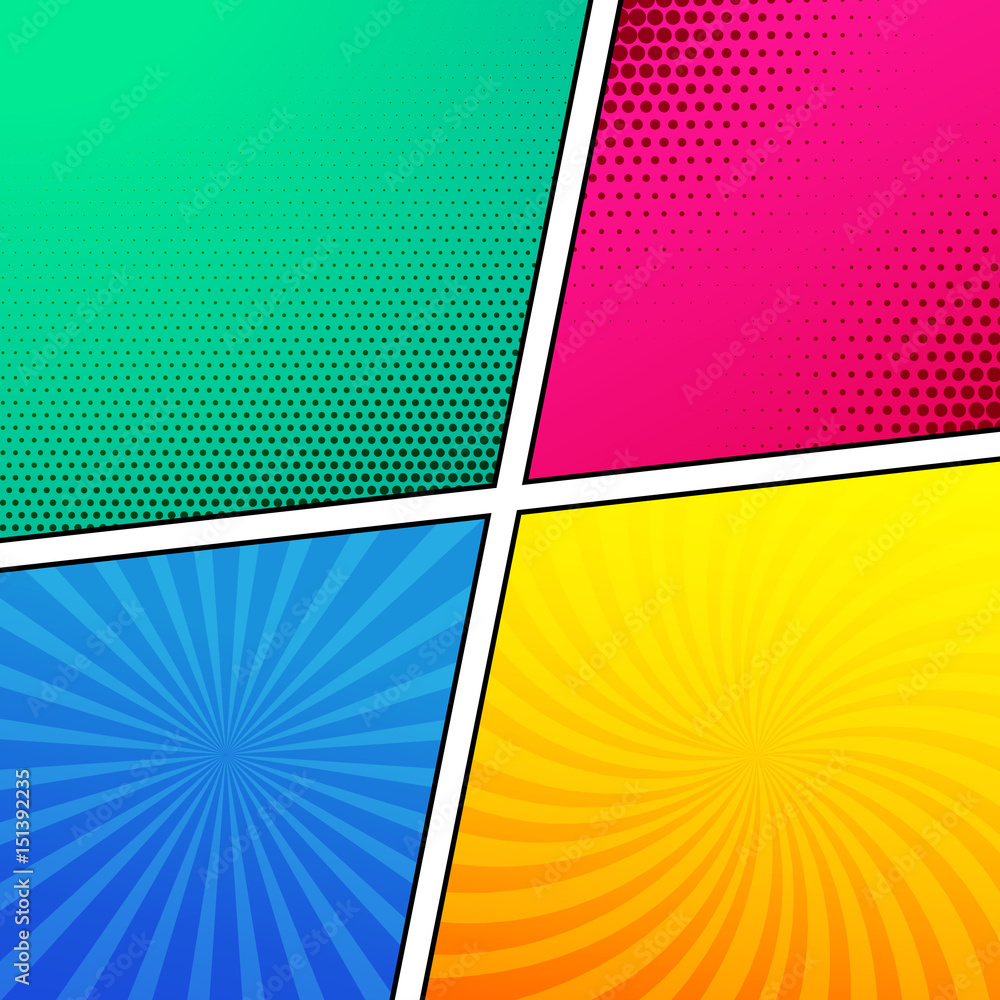 four empty comic book page template background design Stock Vector ...