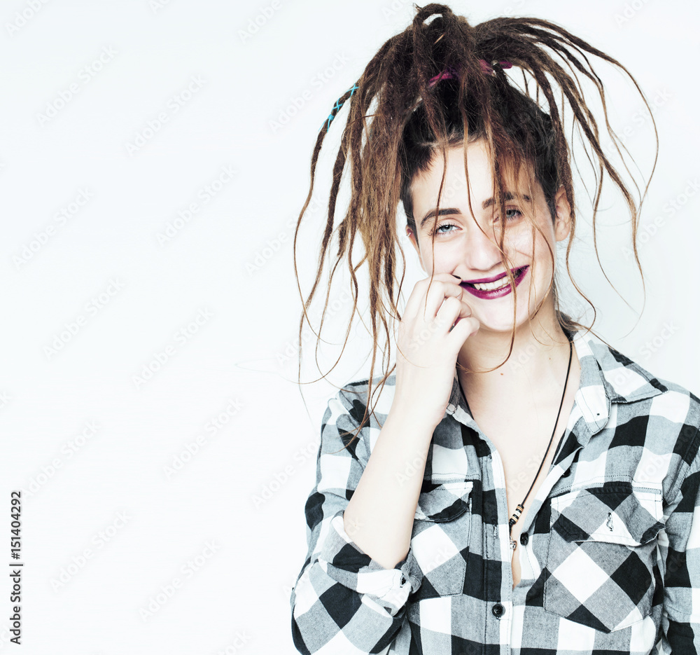 real caucasian woman with dreadlocks hairstyle funny cheerful fa Stock ...