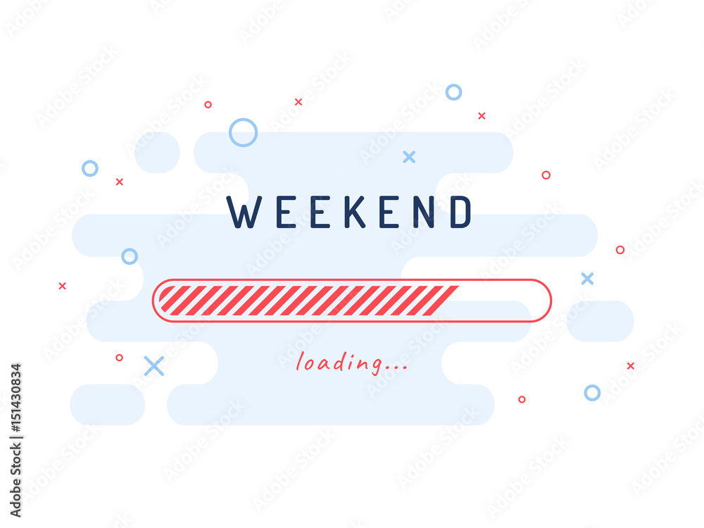 Weekend loading - vector illustration. Light blue background. Stock ...