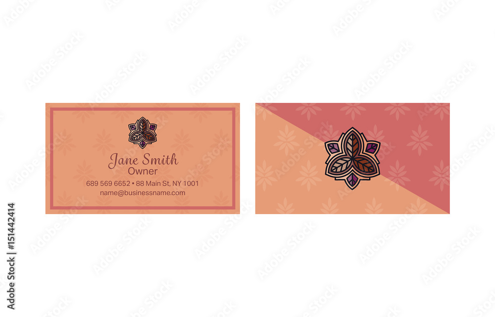 Vector templates of a visiting card with floral design Stock Vector ...