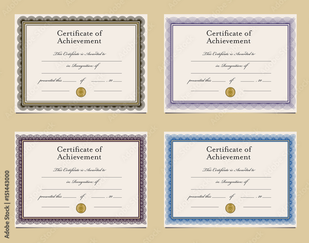 Set of four certificate templates Stock Vector | Adobe Stock
