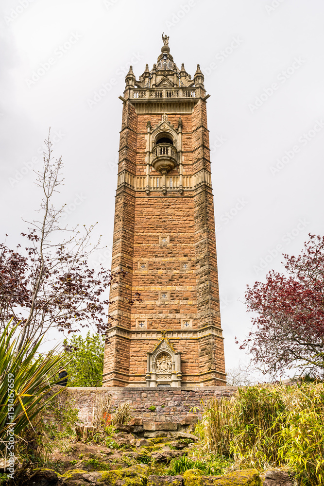 Cabot Tower viewed from below, Brandon Hill Bristol Avon England UK. A ...