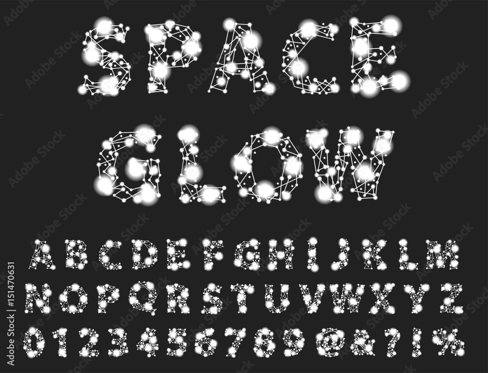 Font space alphabet typeface script with minimal design typographic ...