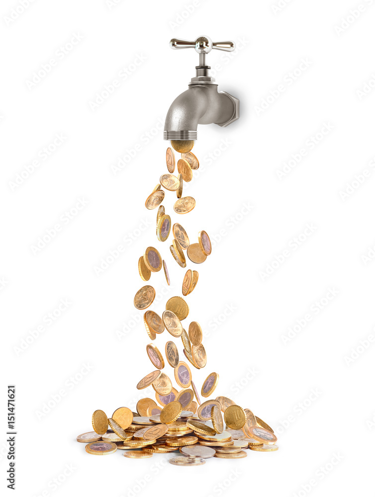 Coins fall from the tap Stock Illustration | Adobe Stock