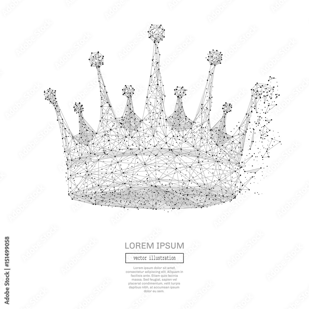 Abstract crown polygonal, geometry triangle. Light connection structure ...