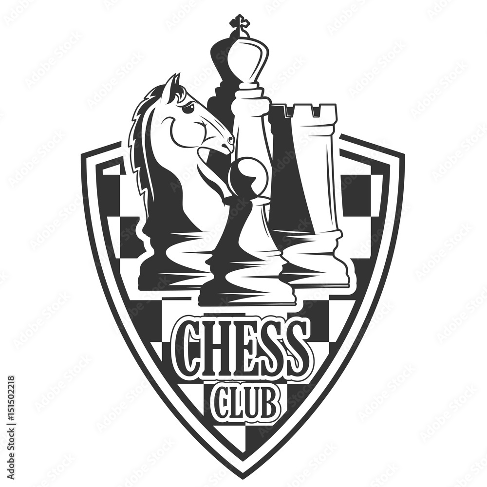 Vector black and white chess club logo for your design different types ...