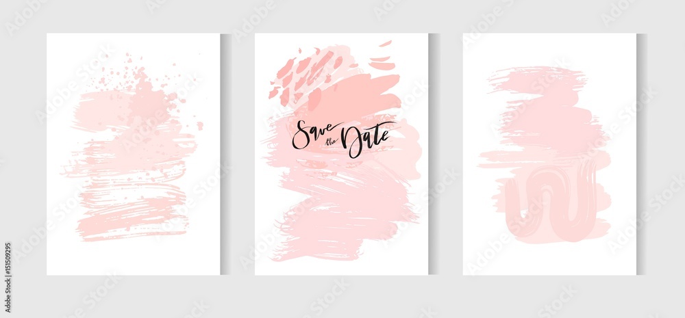 Set of creative universal cards. Hand Drawn textures. Wedding ...