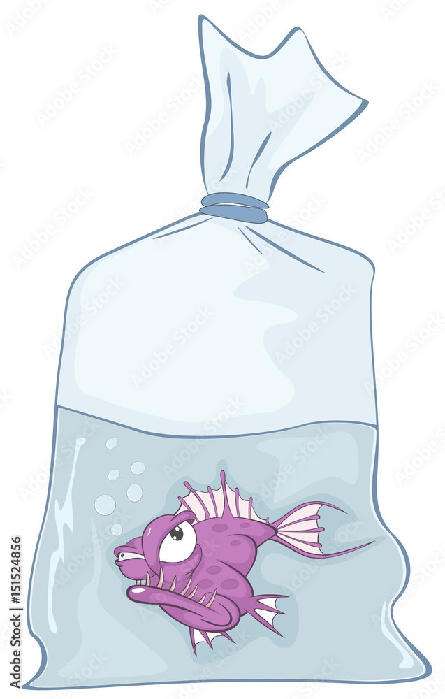 Illustration of Cute Aquarium Fish. Cartoon Character Stock Vector ...