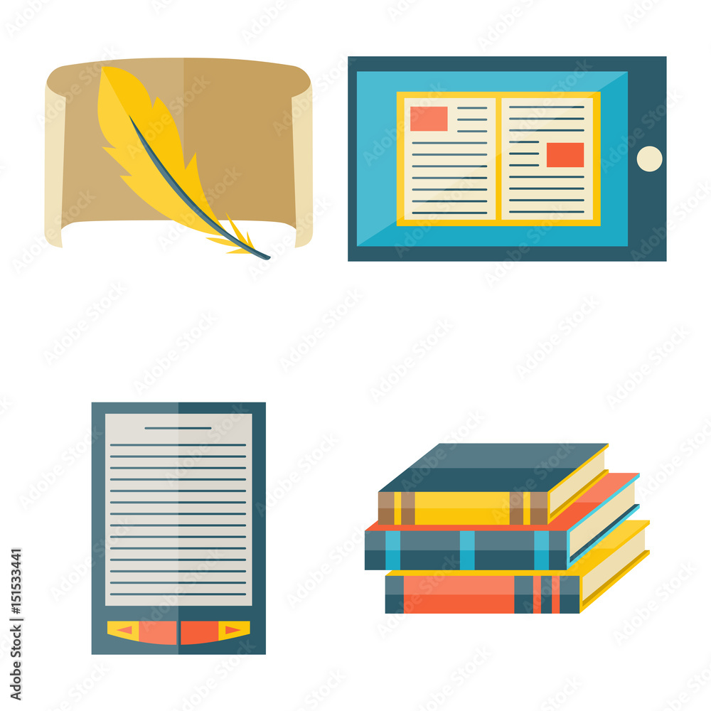 Books icons document magazine publication typography knowledge ...