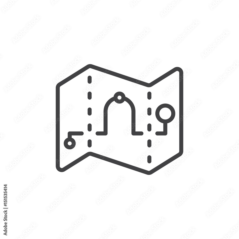 Map waypoints outline icon, line vector sign, linear style pictogram ...