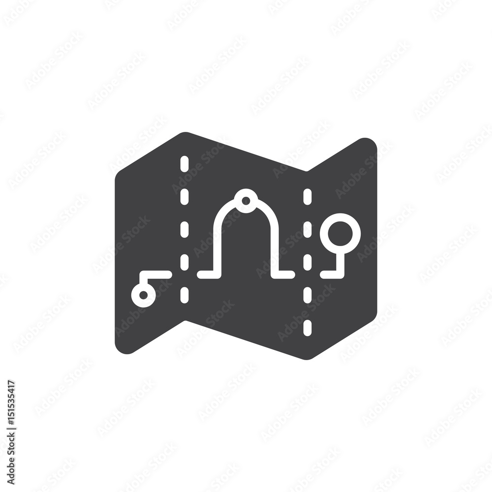 Map waypoints icon vector, filled flat sign, glyph style pictogram ...