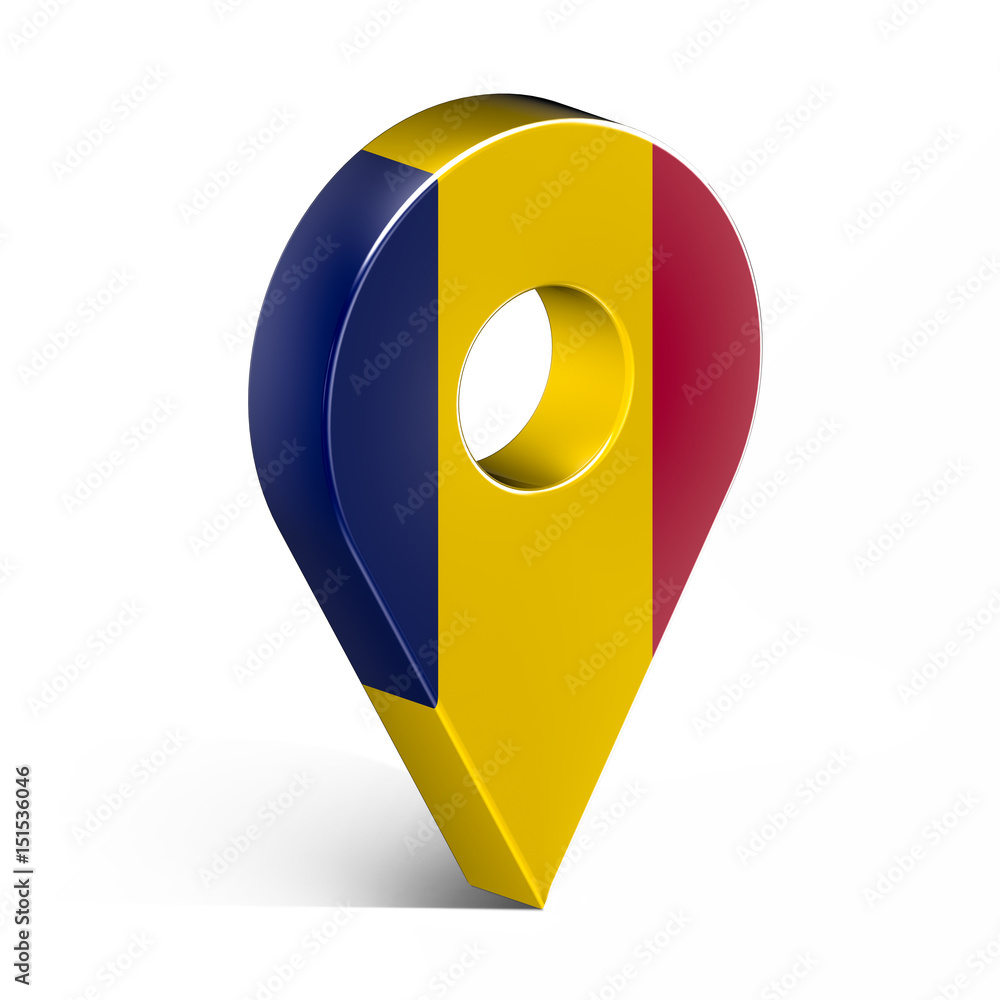 Chad glossy map pin with shadow. concept of tagging, center, landmark ...